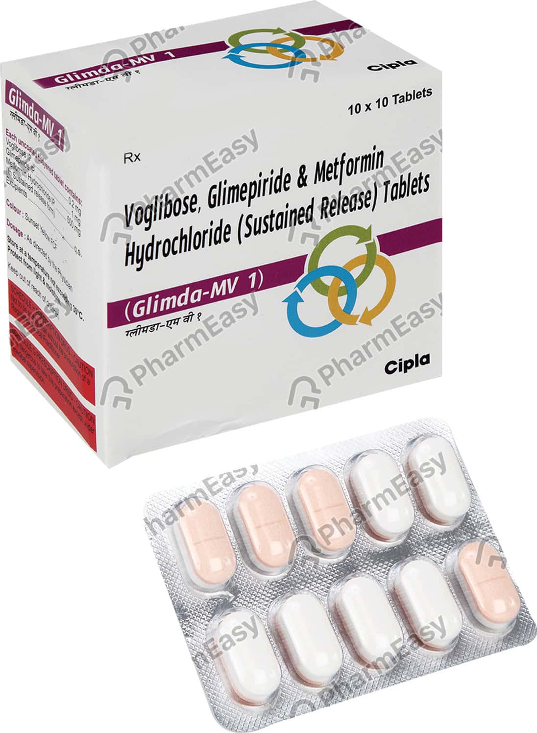 Glimda Mv 1mg Strip Of 10 Tablets: Uses, Side Effects, Price & Dosage ...
