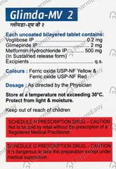 Glimda Mv 2mg Strip Of 10 Tablets: Uses, Side Effects, Price & Dosage ...