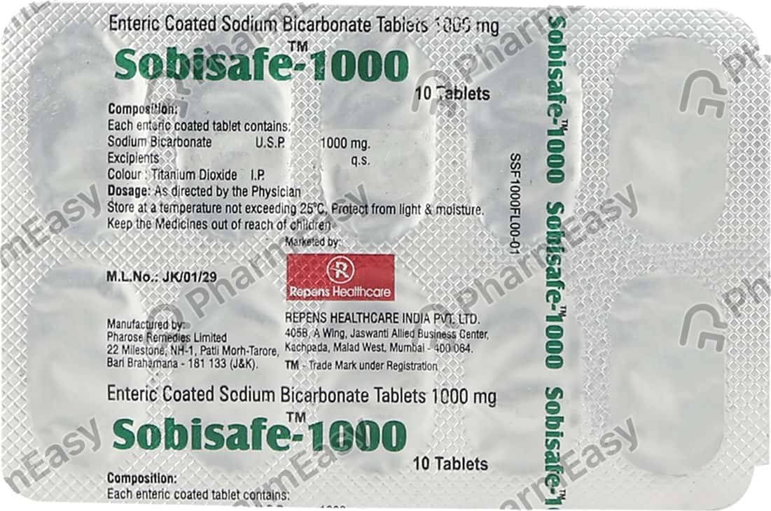 Sobisafe 1000 MG Tablet (10): Uses, Side Effects, Price & Dosage ...
