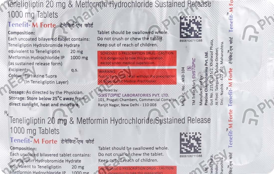 Tenefit M Forte Strip Of 10 Tablets: Uses, Side Effects, Price & Dosage ...