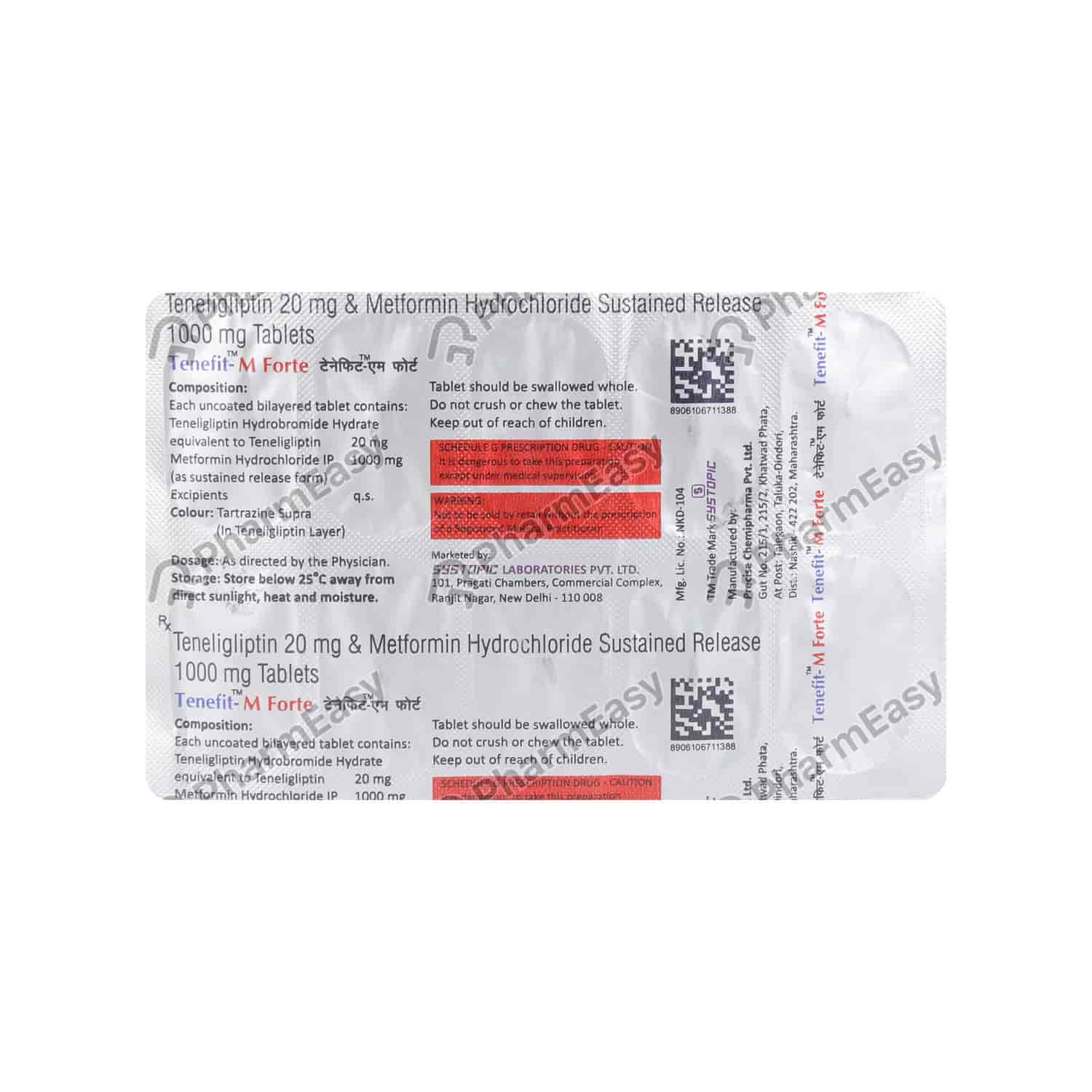 Tenefit M Forte Tab 10'S - Uses, Side Effects, Dosage, Composition ...