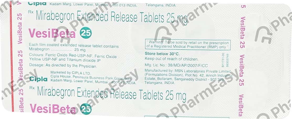 Vesibeta 25 MG Tablet (10): Uses, Side Effects, Price & Dosage | PharmEasy