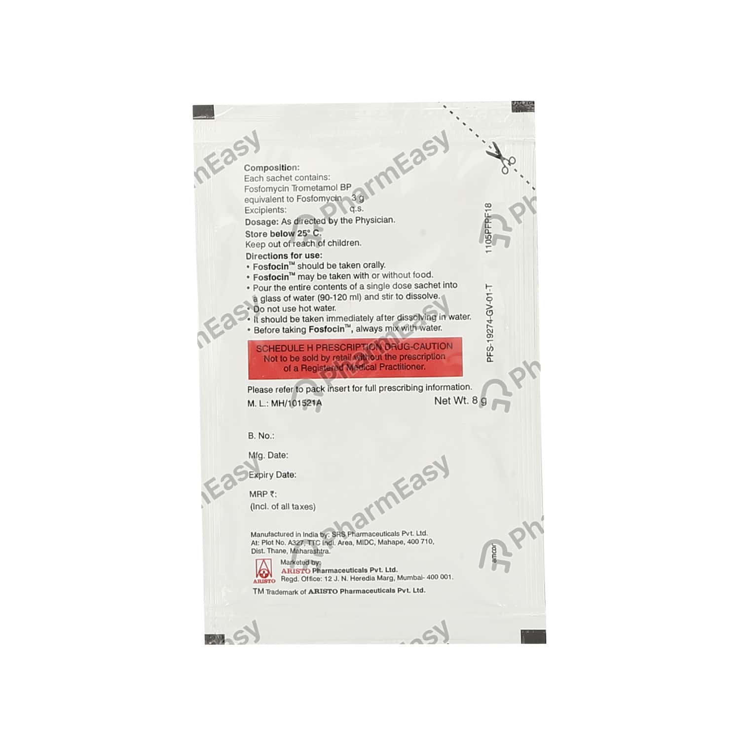 Fosfocin 3 GM Oral Powder (8) - Uses, Side Effects, Dosage, Composition & Price | PharmEasy