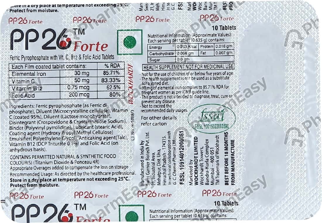 Pp 26 Forte Strip Of 10 Tablets: Uses, Side Effects, Price & Dosage ...