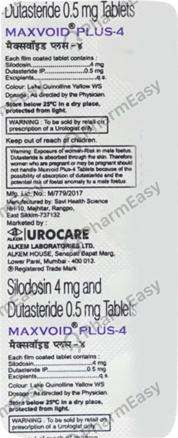 Maxvoid Plus 4mg/0.5mg Strip Of 10 Tablets: Uses, Side Effects, Price ...