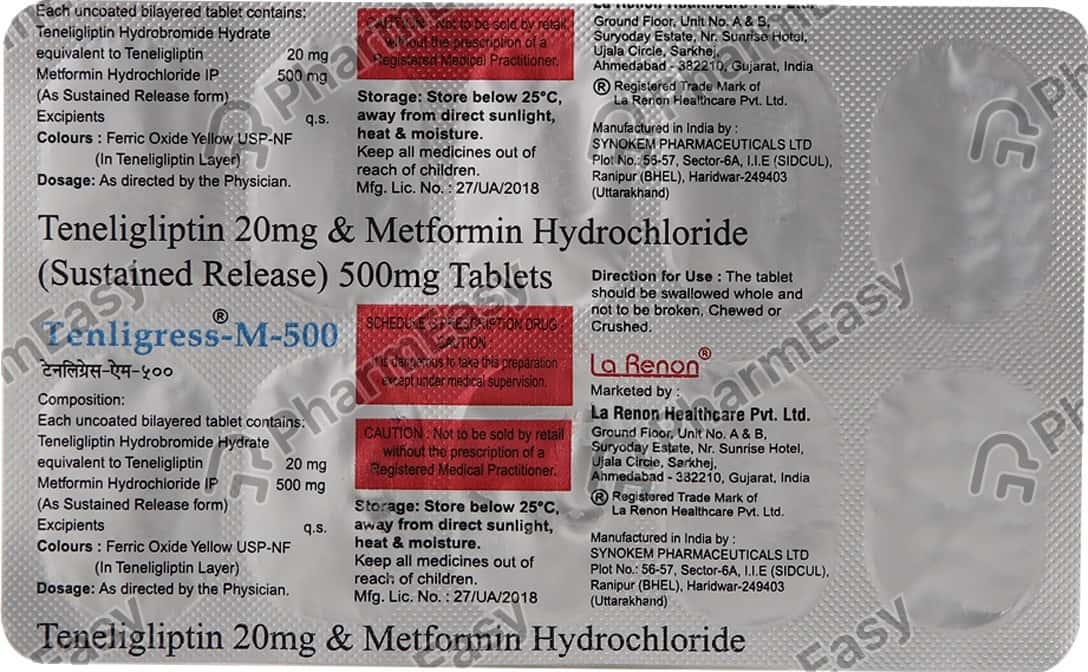 Tenligress M 500mg Strip Of 10 Tablets: Uses, Side Effects, Price ...