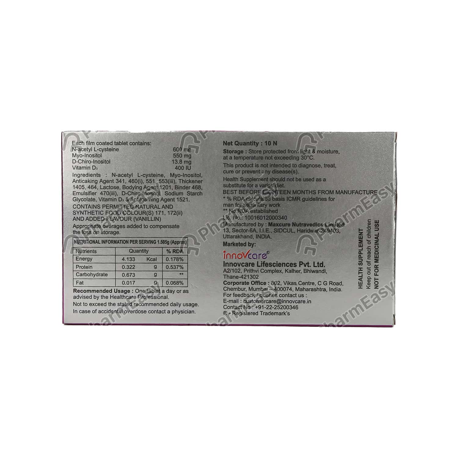 Buy Nac Innovfol Tab 10'S Online at Flat 18% OFF* | PharmEasy