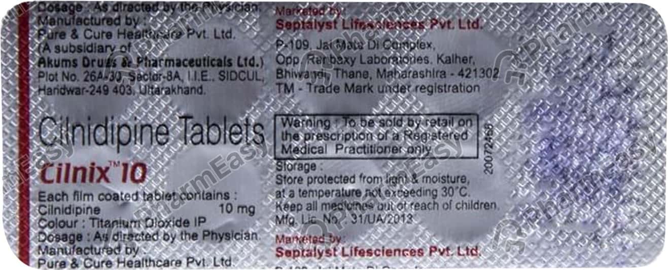 Cilnix 10 MG Tablet (10): Uses, Side Effects, Price & Dosage | PharmEasy