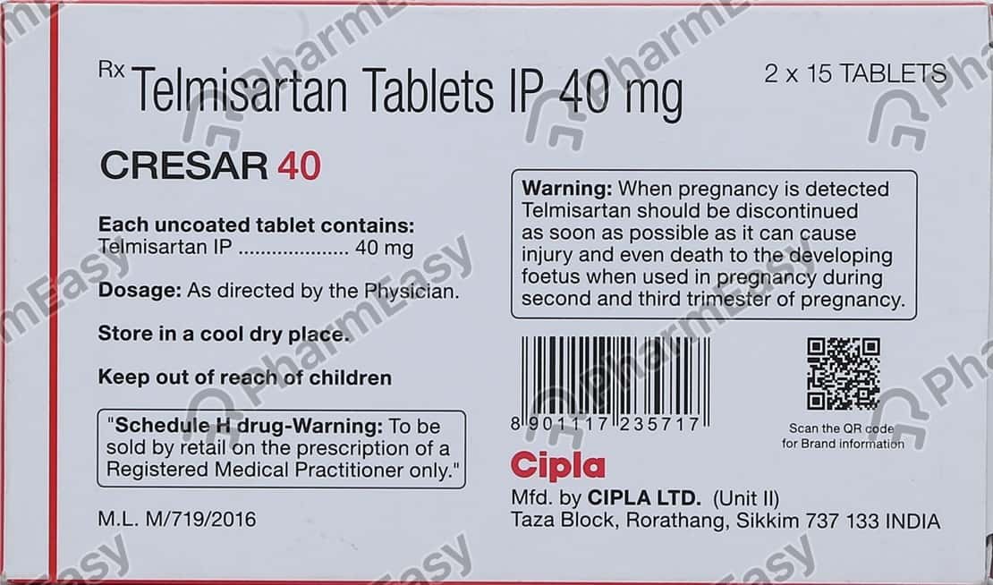 Cresar 40 MG Tablet (15): Uses, Side Effects, Price & Dosage | PharmEasy