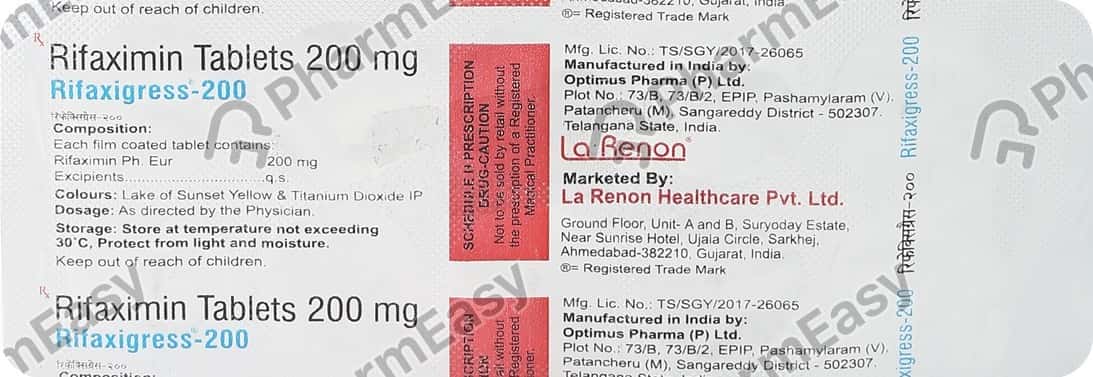 Rifaxigress 200 MG Tablet (10): Uses, Side Effects, Price & Dosage ...