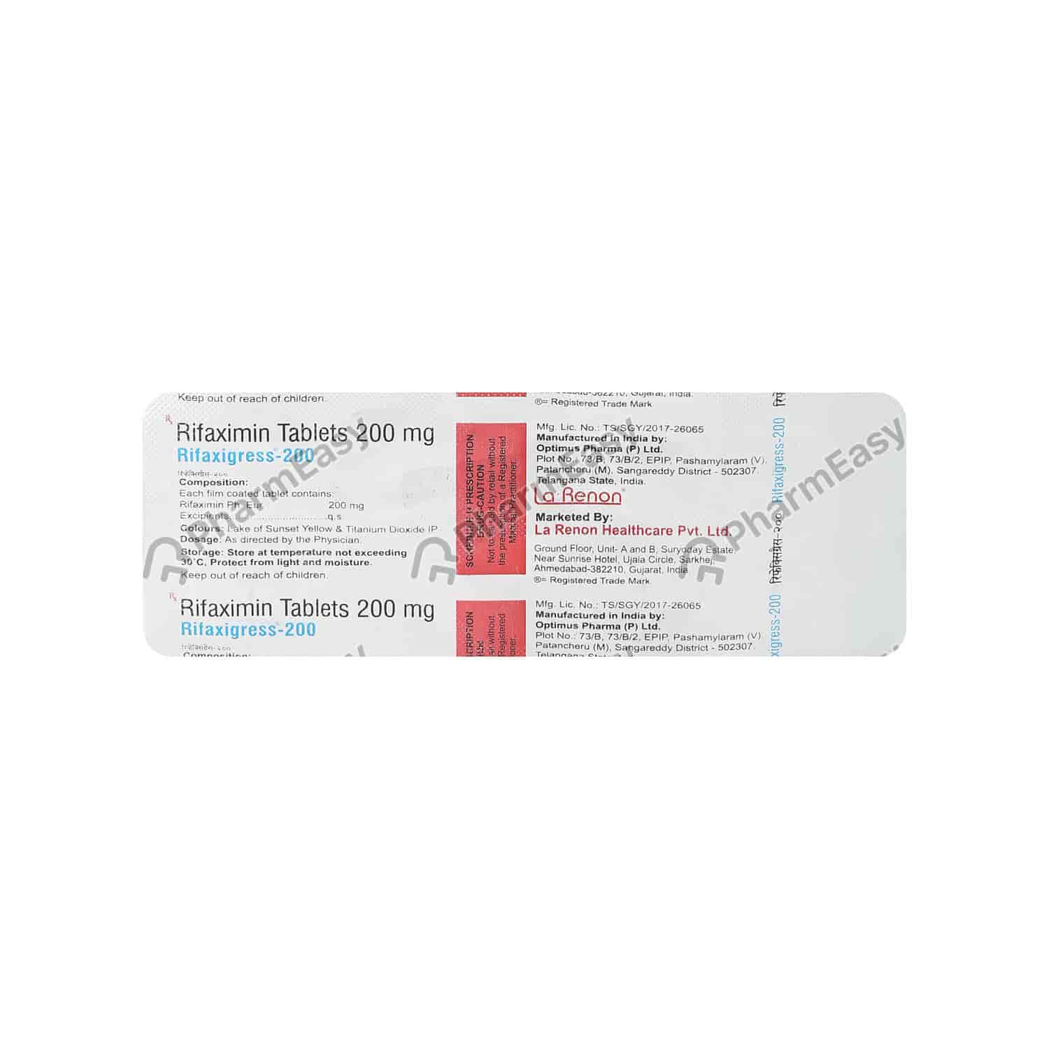Buy Rifaxigress 200mg Strip Of 10 Tablets Online at Flat 18% OFF ...