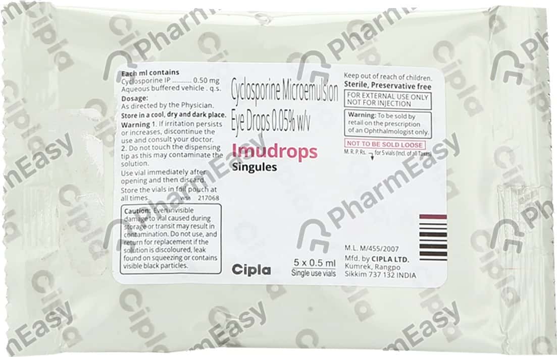 Imudrops 0.5 MG Eye Drop (0.5): Uses, Side Effects, Price & Dosage ...
