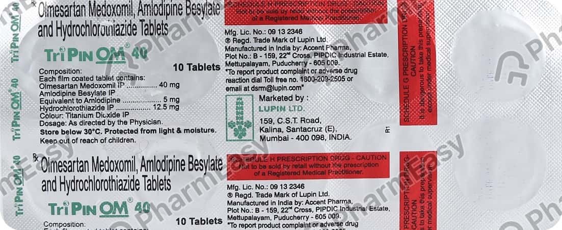 Tripin Om 40mg Strip Of 10 Tablets: Uses, Side Effects, Price & Dosage ...