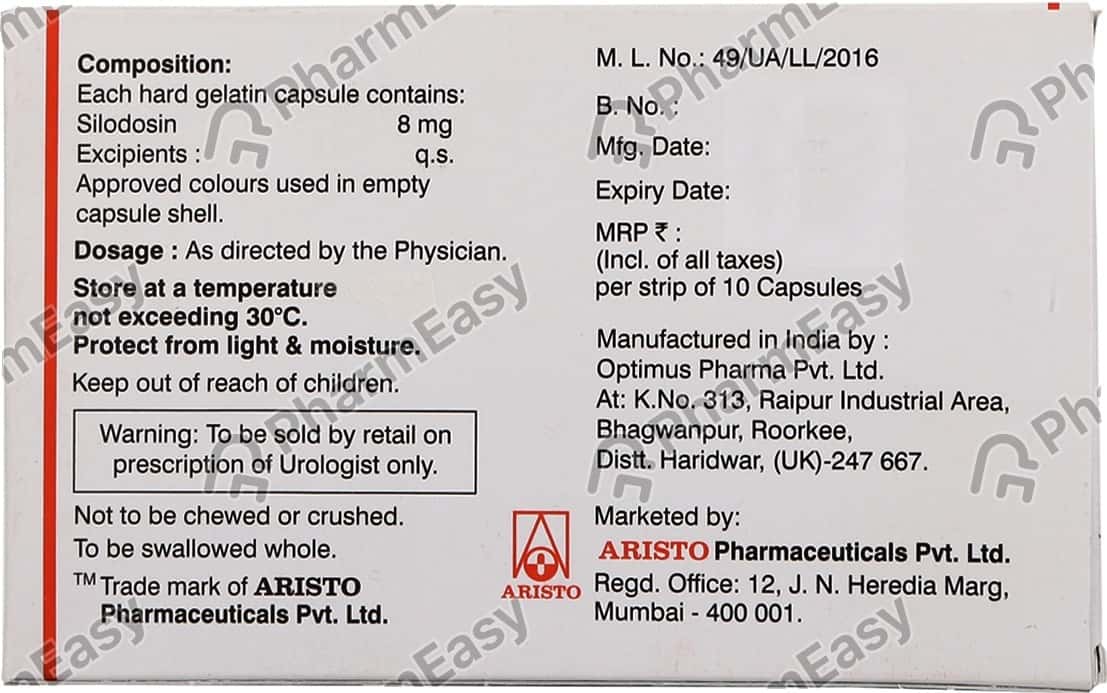 Prostagard 8 MG Capsule (10): Uses, Side Effects, Price & Dosage ...