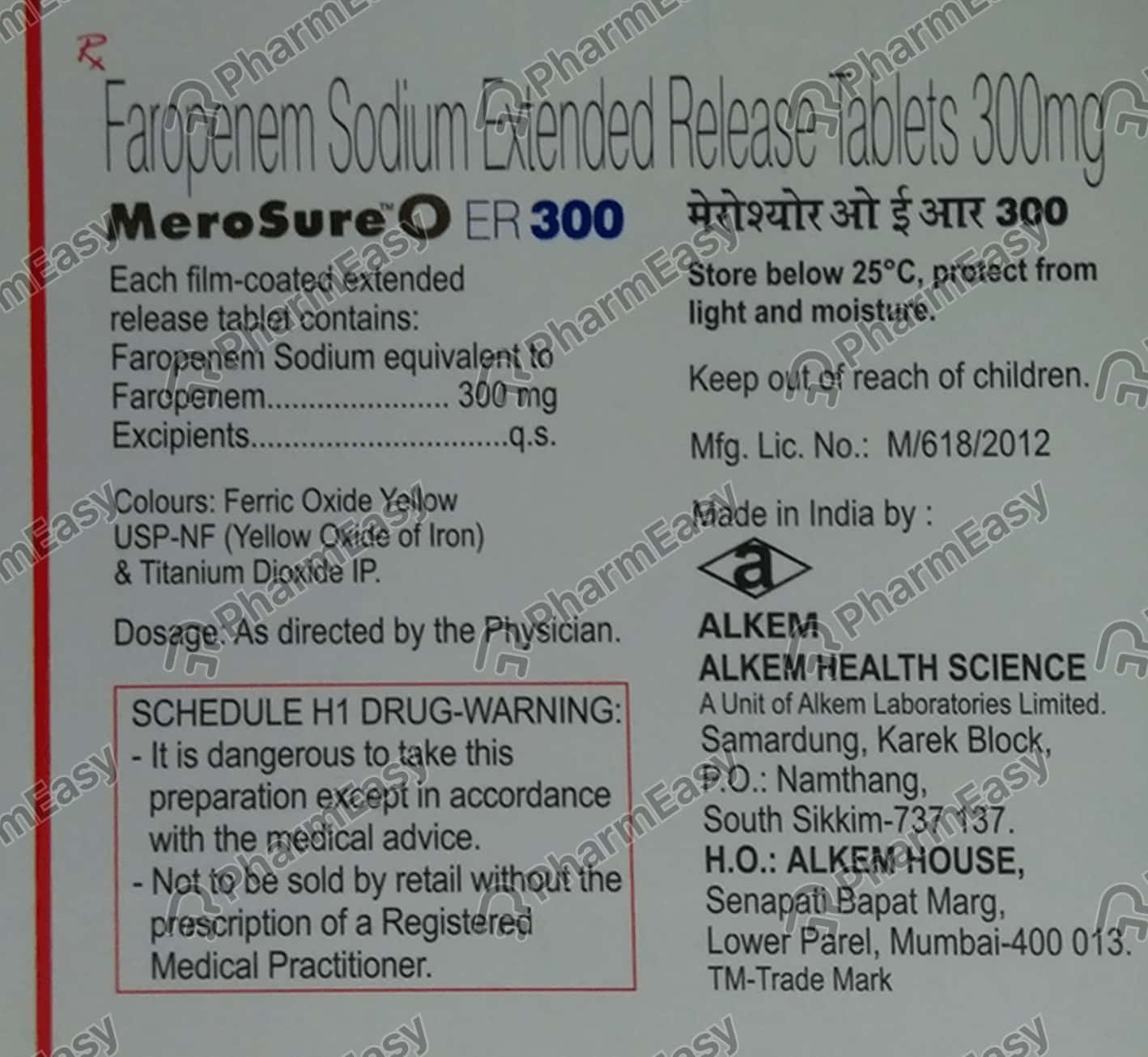 Merosure O Er 300 MG Tablet (6): Uses, Side Effects, Price & Dosage ...