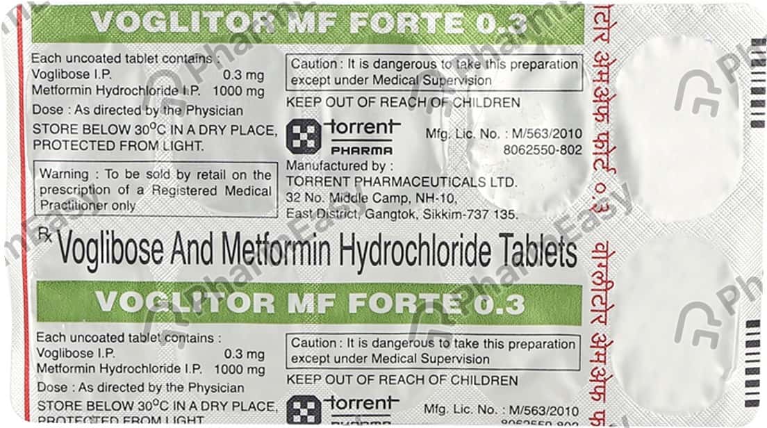 Voglitor Mf Forte 0.3mg Strip Of 10 Tablets: Uses, Side Effects, Price ...