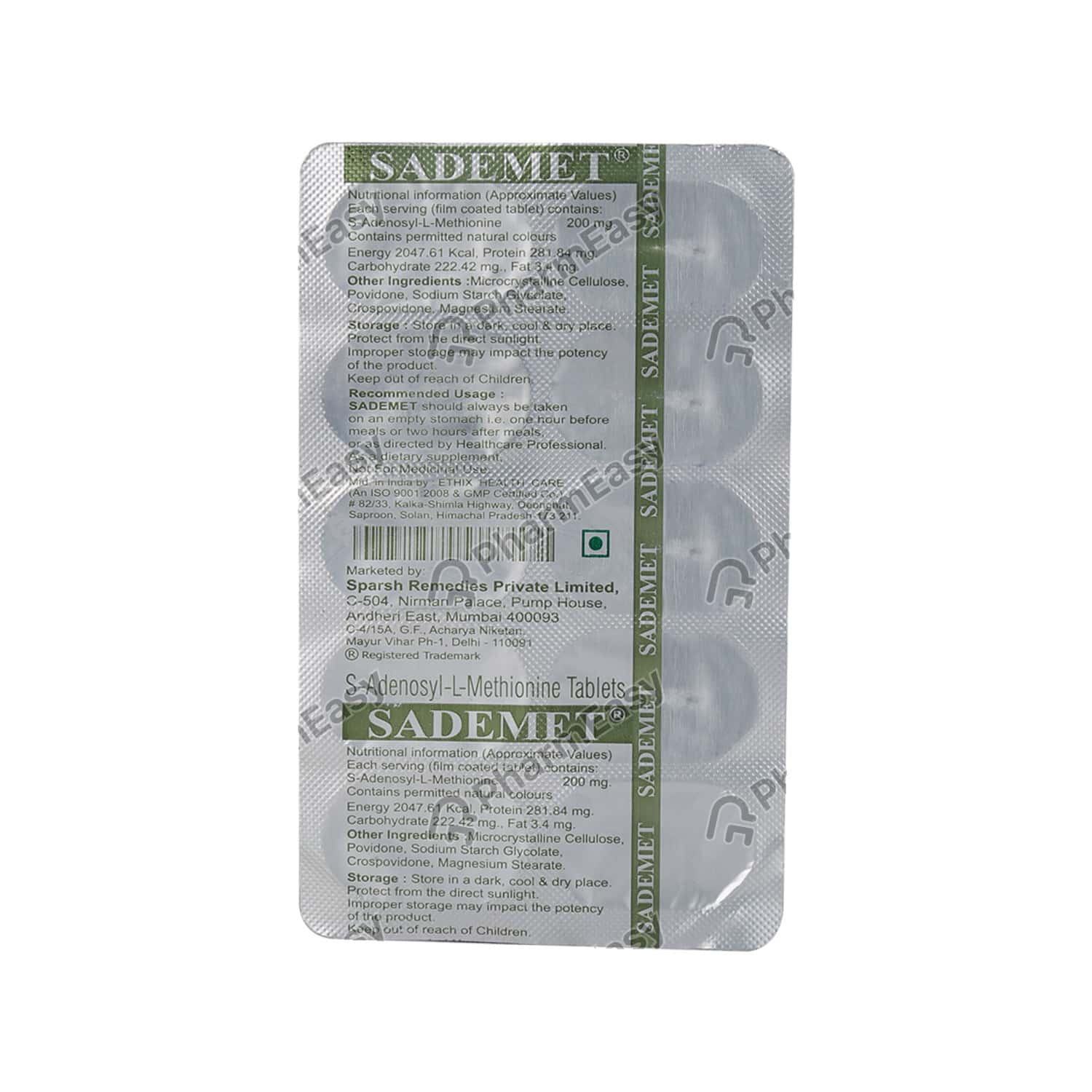 Buy Sademet 200 MG Tablet (10) Online at Flat 18% OFF* | PharmEasy