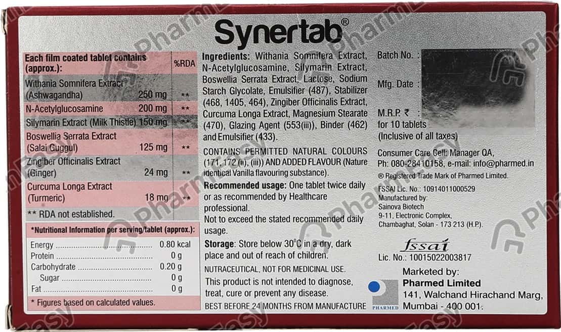 Buy Synertab Strip Of 10 Tablets Online at Flat 15% OFF | PharmEasy