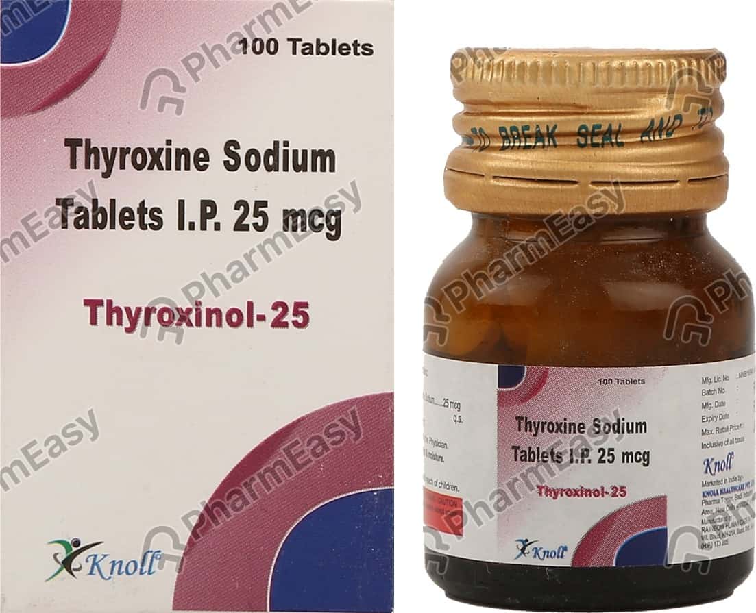Thyroxinol 25 MCG Tablet (100): Uses, Side Effects, Price & Dosage ...