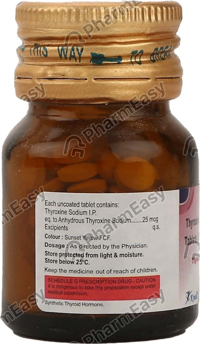 Thyroxinol 25 MCG Tablet (100): Uses, Side Effects, Price & Dosage ...