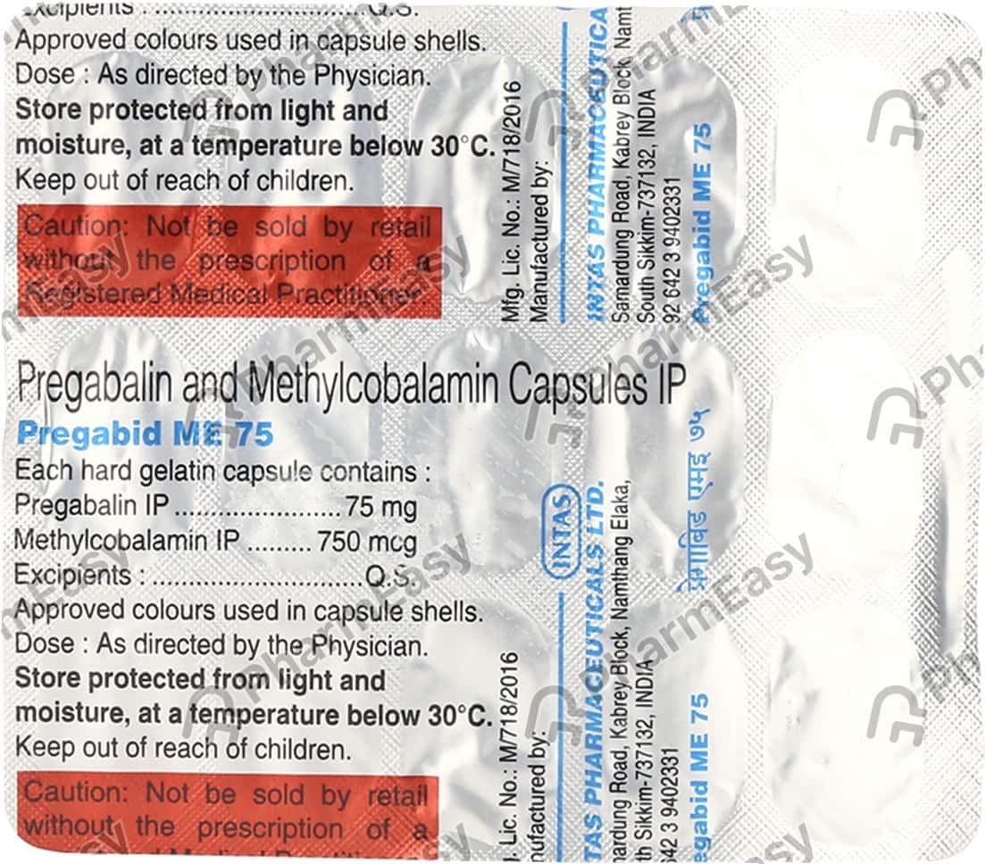Pregabid Me 75mg Strip Of 15 Capsules: Uses, Side Effects, Price ...