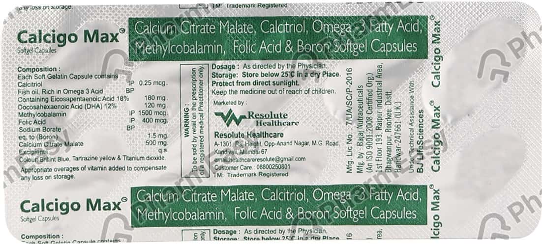 Buy Calcigo Max Strip Of 10 Capsules Online at Flat 15% OFF | PharmEasy