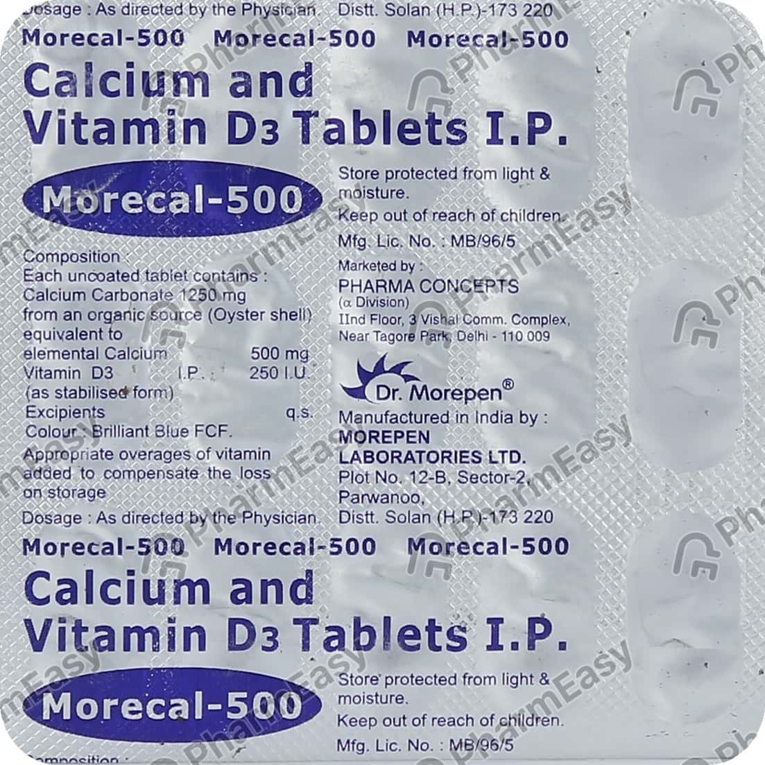 Morecal 500mg Strip Of 15 Tablets: Uses, Side Effects, Price & Dosage ...