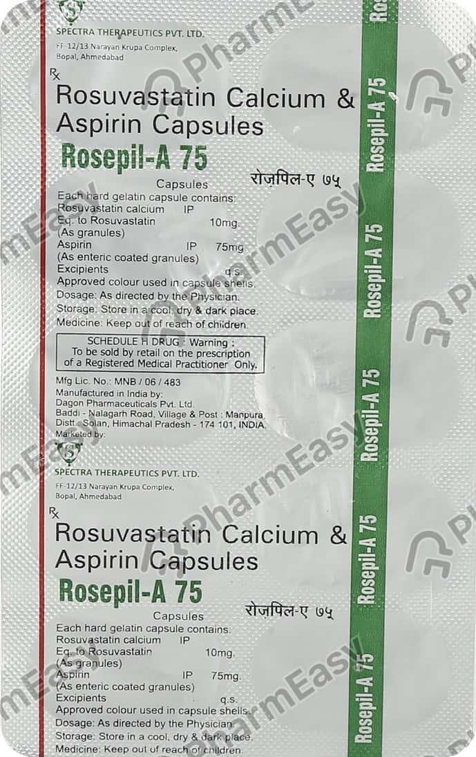 Rosepil A 75mg Strip Of 10 Capsules: Uses, Side Effects, Price & Dosage ...