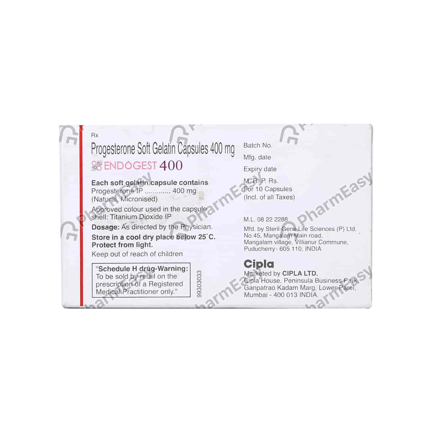 Endogest 400mg Capsule 10'S - Uses, Side Effects, Dosage, Composition ...