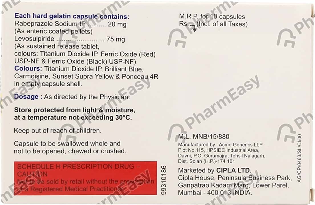 Rabesec Ls Strip Of 10 Capsules: Uses, Side Effects, Price, Dosage ...