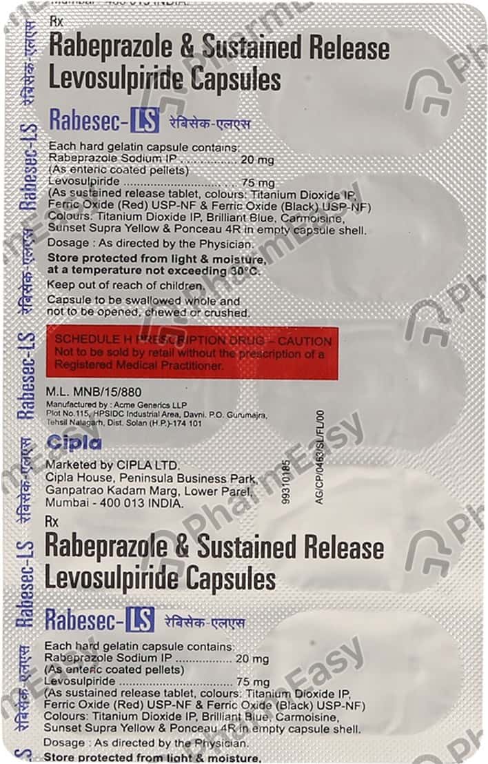 Rabesec Ls Strip Of 10 Capsules: Uses, Side Effects, Price, Dosage ...