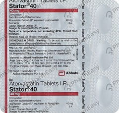 Stator 40 MG Tablet (15): Uses, Side Effects, Price & Dosage | PharmEasy