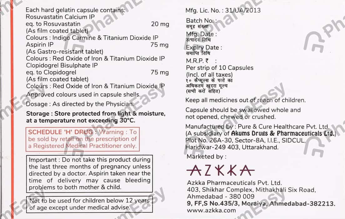 Azuvas Gold 20mg Strip Of 10 Capsules: Uses, Side Effects, Price ...