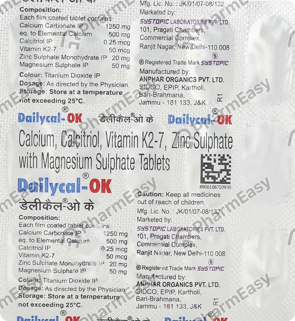Buy Dailycal Ok Strip Of 15 Tablets Online at Flat 15% OFF | PharmEasy