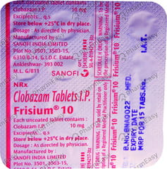 Frisium 10 MG Tablet (15): Uses, Side Effects, Price & Dosage | PharmEasy