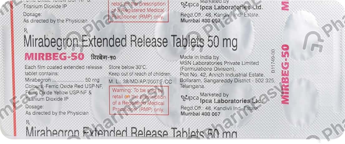 Mirbeg 50 MG Tablet (10): Uses, Side Effects, Price, Dosage ...