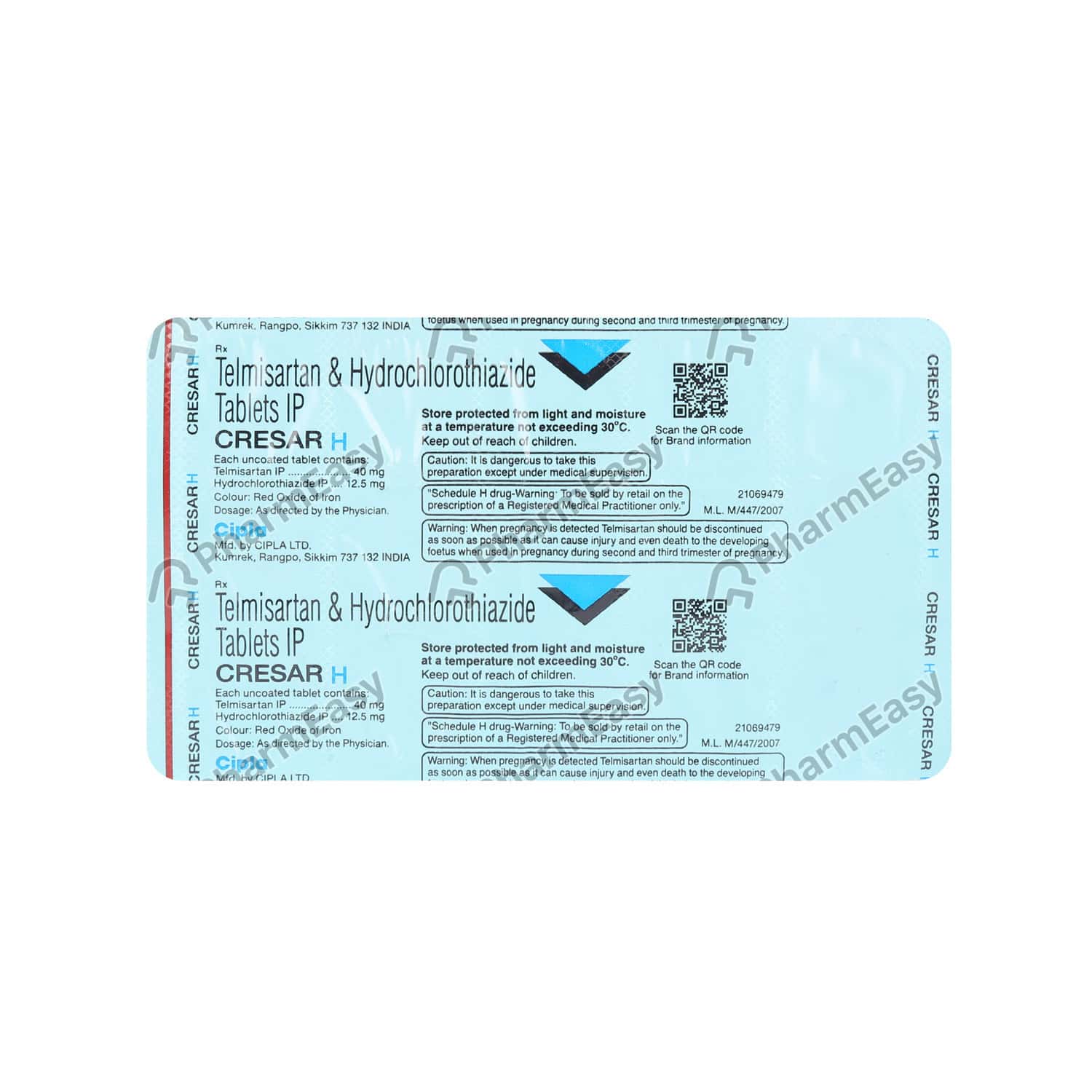Cresar H 40mg/12.5mg Tab 15'S - Uses, Side Effects, Dosage, Composition ...