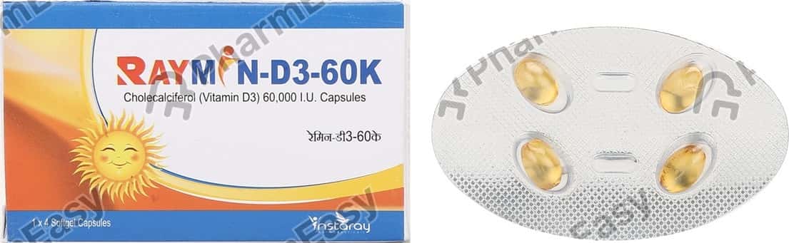 Raymin D3 60000 IU Capsule (4): Uses, Side Effects, Price & Dosage ...
