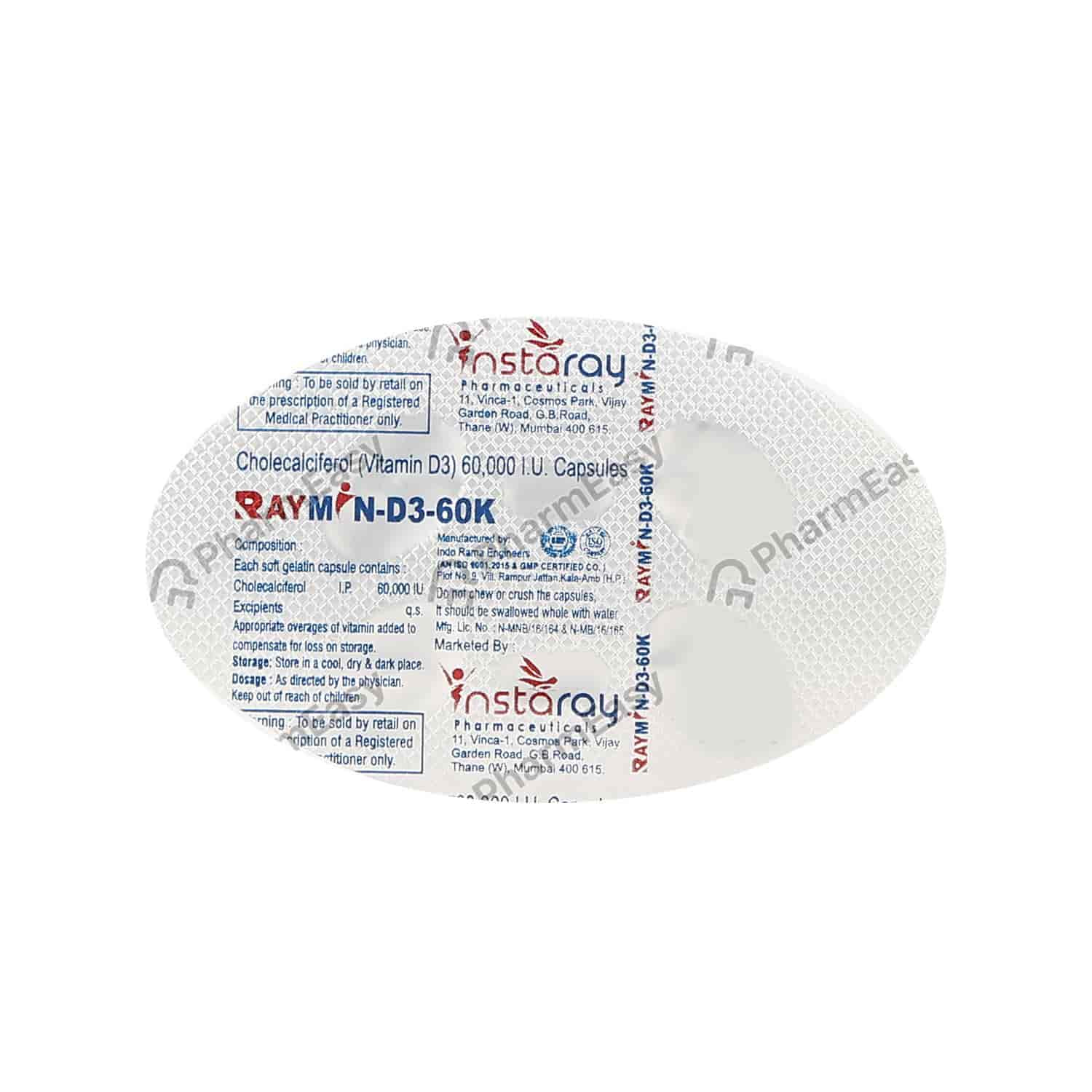 Raymin D3 60k Strip Of 4 Capsules - Uses, Side Effects, Dosage ...