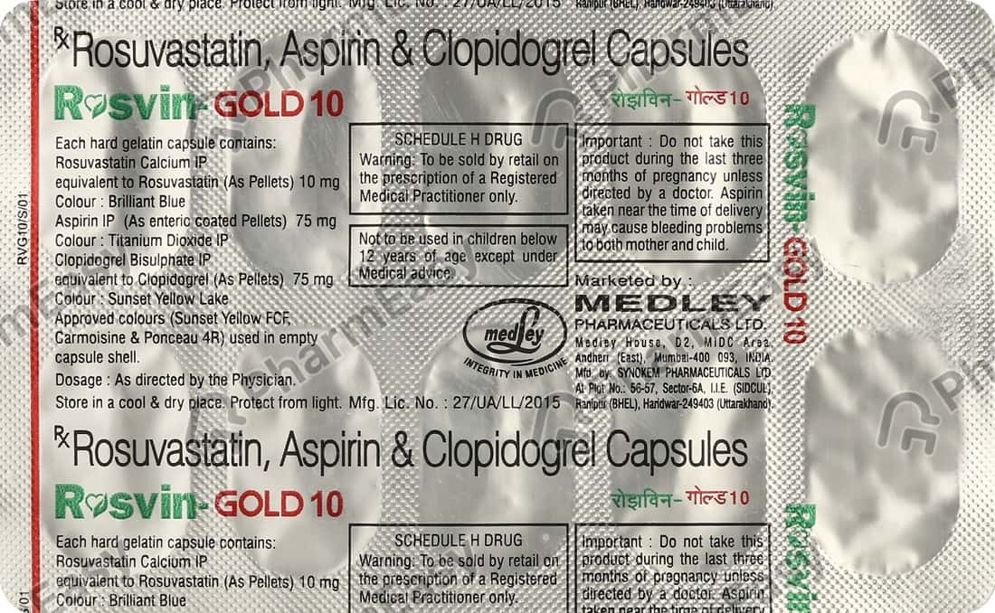 Rosvin Gold 10mg Strip Of 10 Capsules: Uses, Side Effects, Price ...