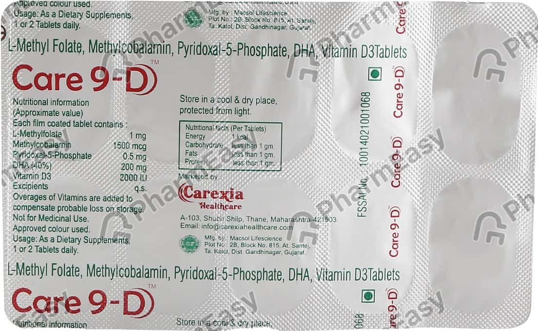 Buy Care 9 D Strip Of 10 Tablets Online at Flat 15% OFF | PharmEasy