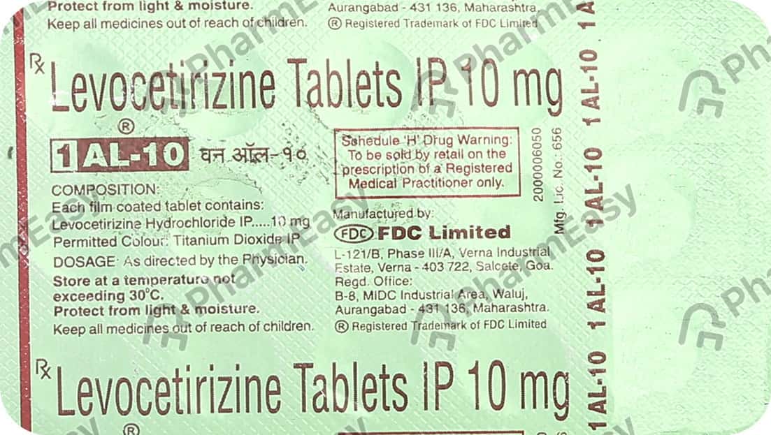 1 Al 10 MG Tablet (15): Uses, Side Effects, Price & Dosage | PharmEasy