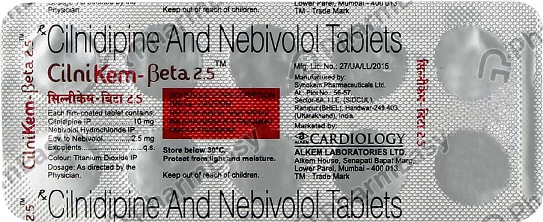 Cilnikem Beta 2.5mg Strip Of 10 Tablets: Uses, Side Effects, Price ...
