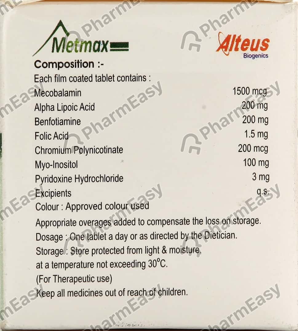 Buy Metmax Strip Of 10 Tablets Online at Flat 15% OFF | PharmEasy