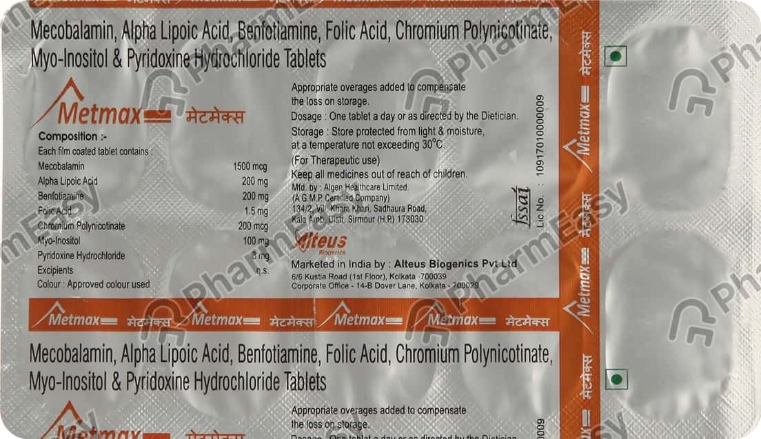 Buy Metmax Strip Of 10 Tablets Online at Flat 15% OFF | PharmEasy