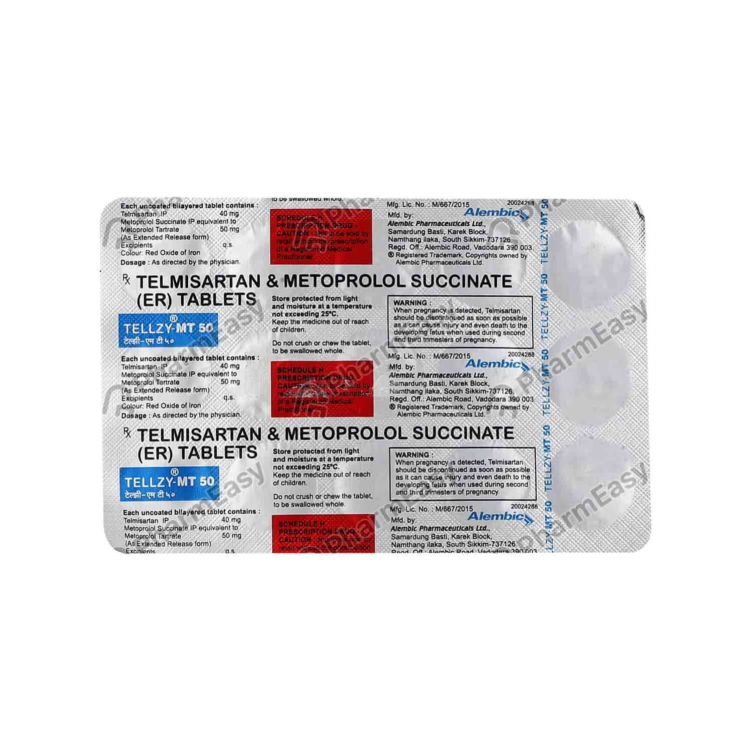 Tellzy Mt 50mg Tab 15'S - Uses, Side Effects, Dosage, Composition ...