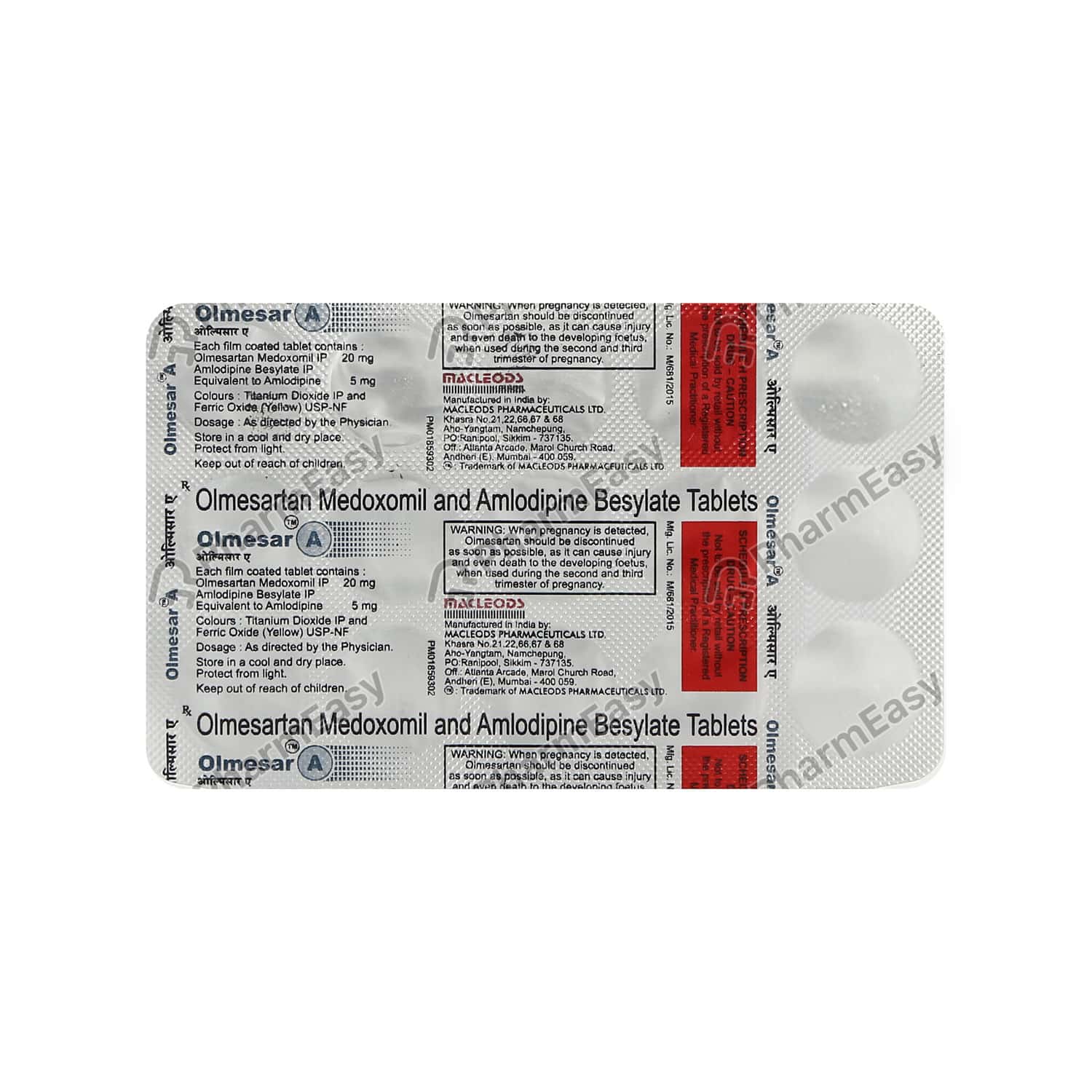 Buy Olmesar A 20mg Strip Of 15 Tablets Online at Flat 18% OFF* | PharmEasy