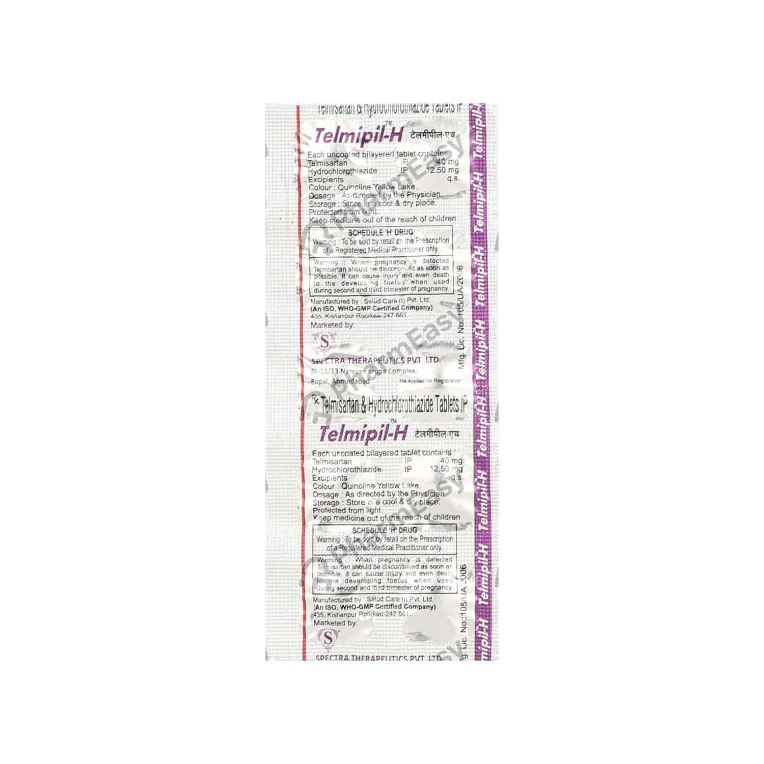 Telmipil H Tab 10'S - Uses, Side Effects, Dosage, Composition & Price ...