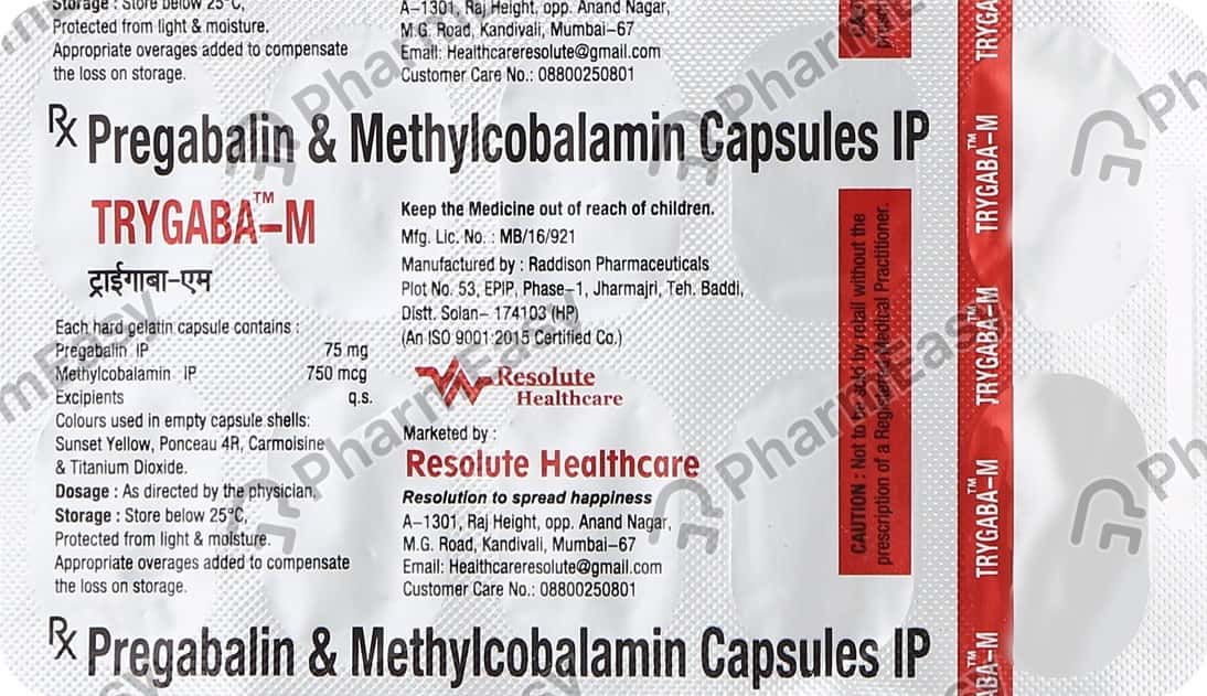 Trygaba M Strip Of 10 Capsules: Uses, Side Effects, Price & Dosage ...