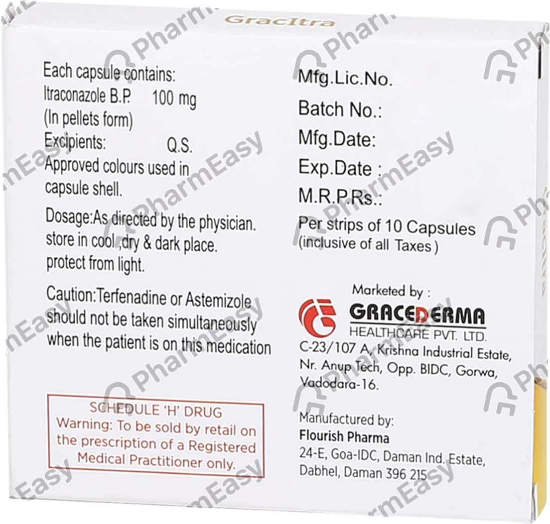 Gracitra 100 MG Capsule (10): Uses, Side Effects, Price & Dosage ...